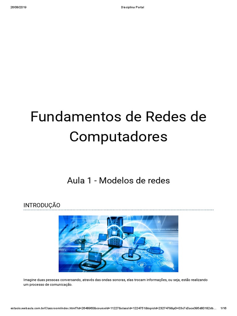 Fundamentos de Redes de Computadores - Aula 1 - Modelos de Redes | PDF | Modelo OSI | Suíte de ...