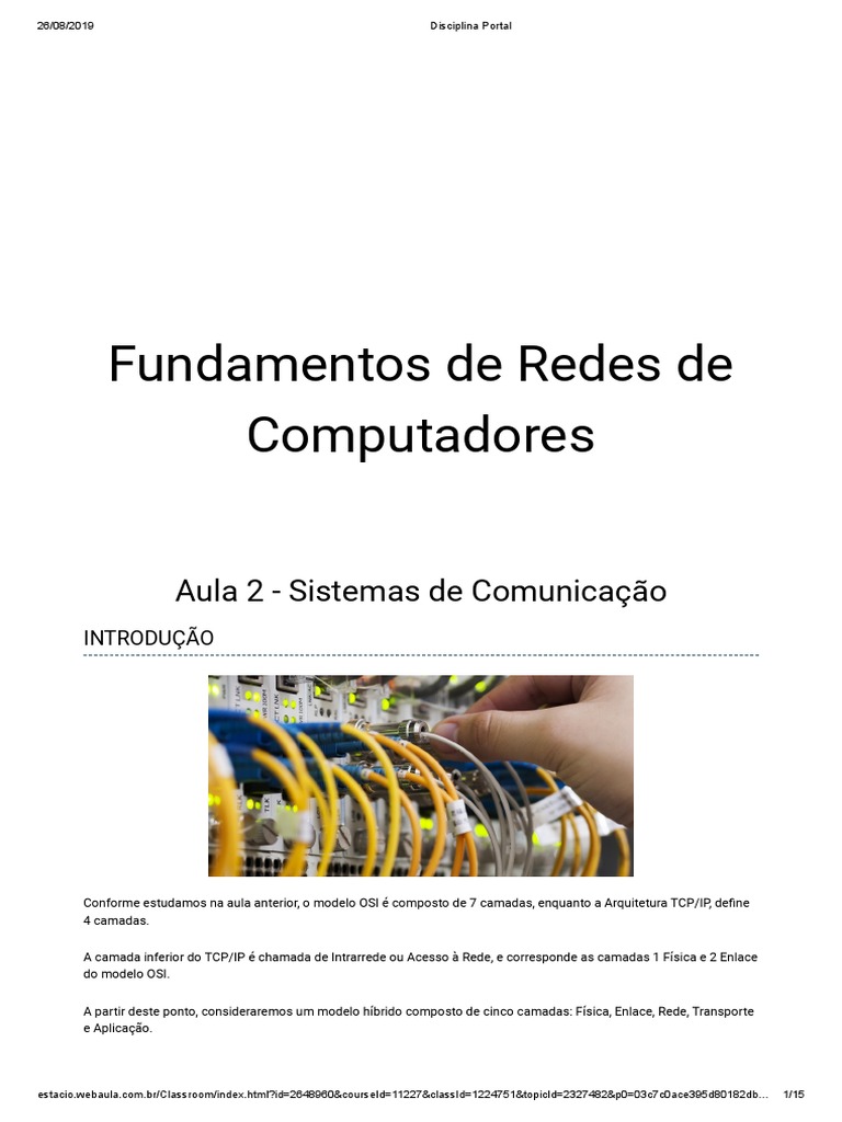 Fundamentos de Redes de Computadores - Aula 2 - Sistemas de Comunicação ...