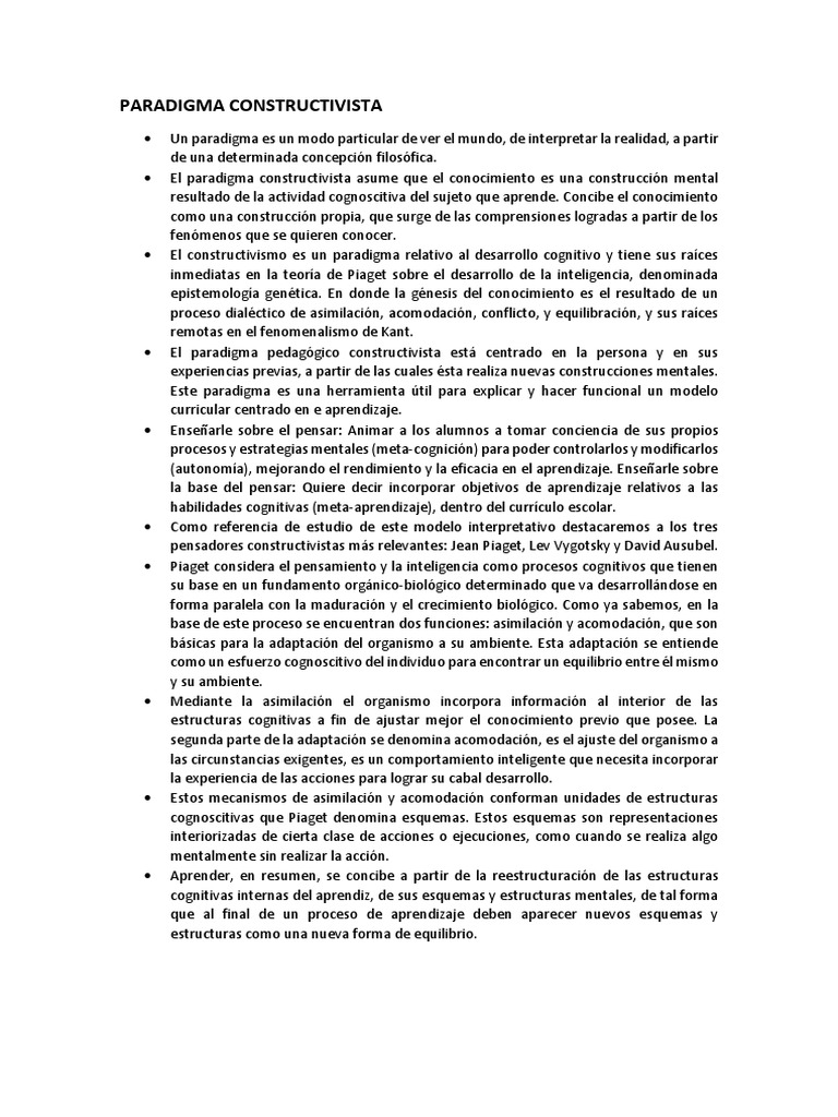 Paradigma Constructivista | PDF | Constructivismo (filosofía de la ...