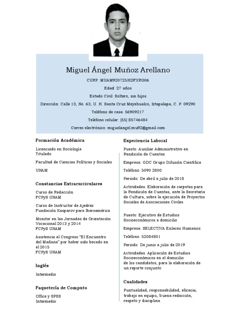 CV Miguel Ángel Muñoz Arellano | PDF