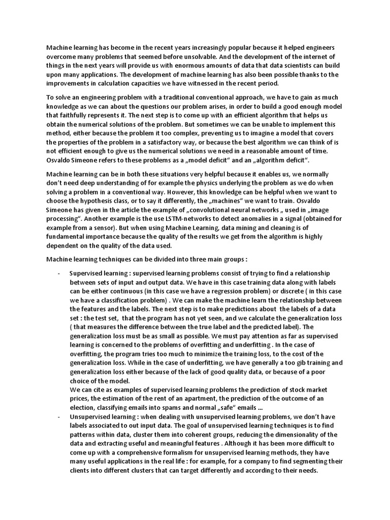 Essay 1 | PDF | Machine Learning | Systems Thinking