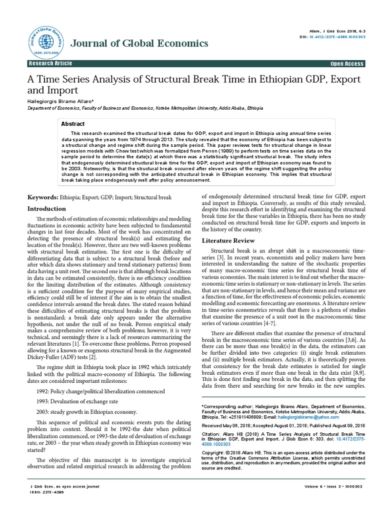 A Time Series Analysis of Structural Break Time in | PDF | F Test ...