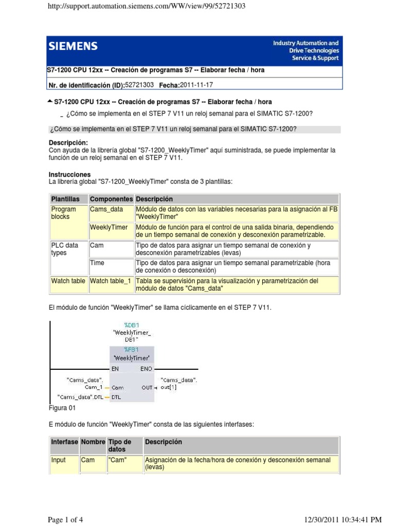 S7-1200 - Creación de Programas S7 - Elaborar Fecha - Hora | PDF ...