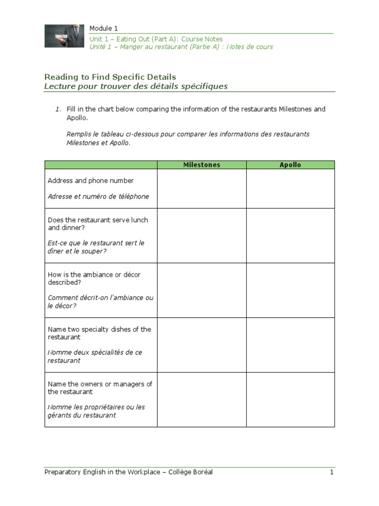 Restaurant Comparison Course Notes | PDF | Food And Drink | Restaurant ...