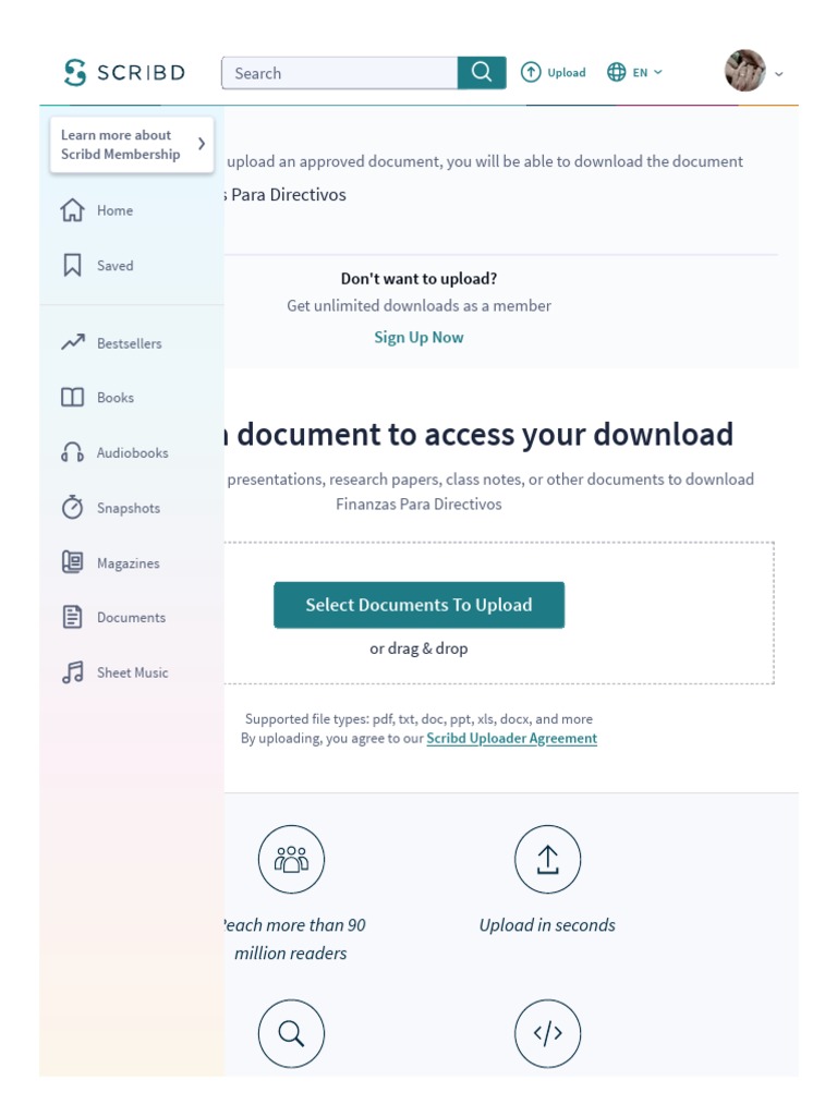 Upload A Document To Access Your Download: Finanzas para Directivos | PDF | Scribd | Digital ...