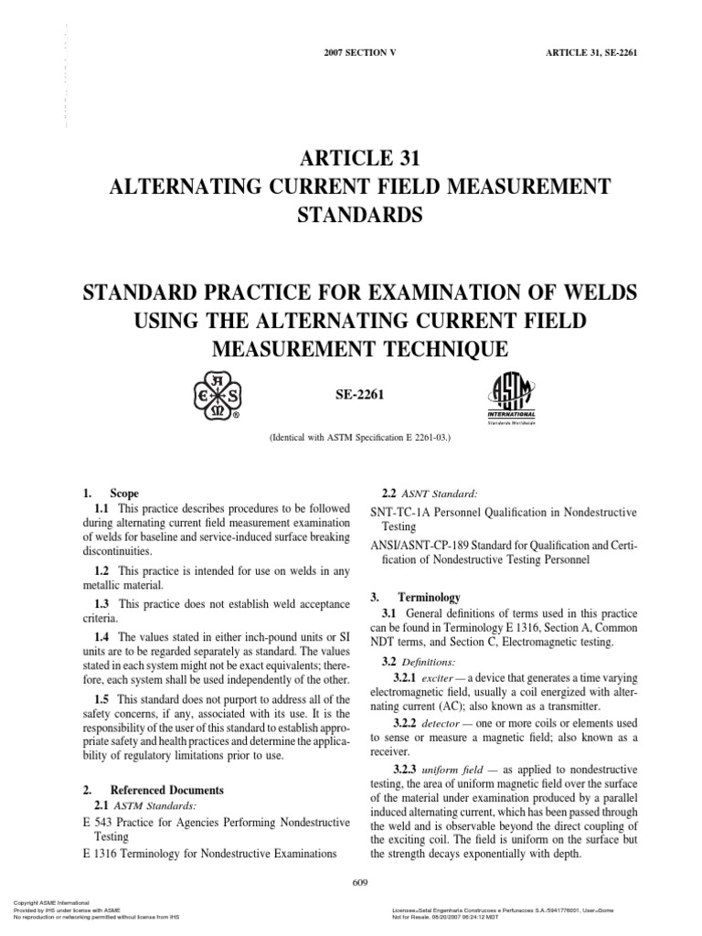 Asme V | PDF | Nondestructive Testing | Welding