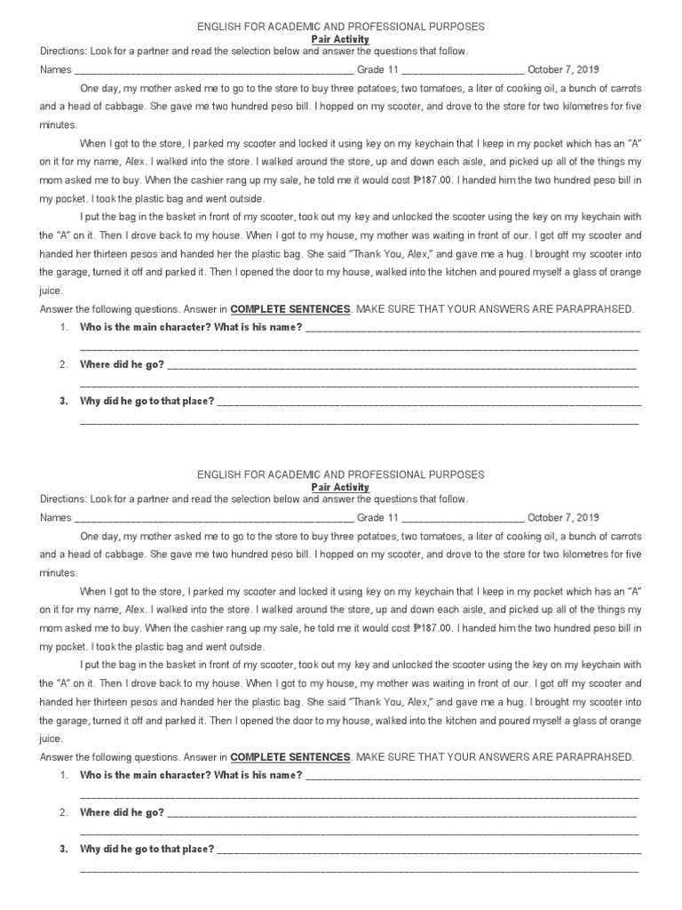 Eapp Worksheet Oct 7 Unit | PDF