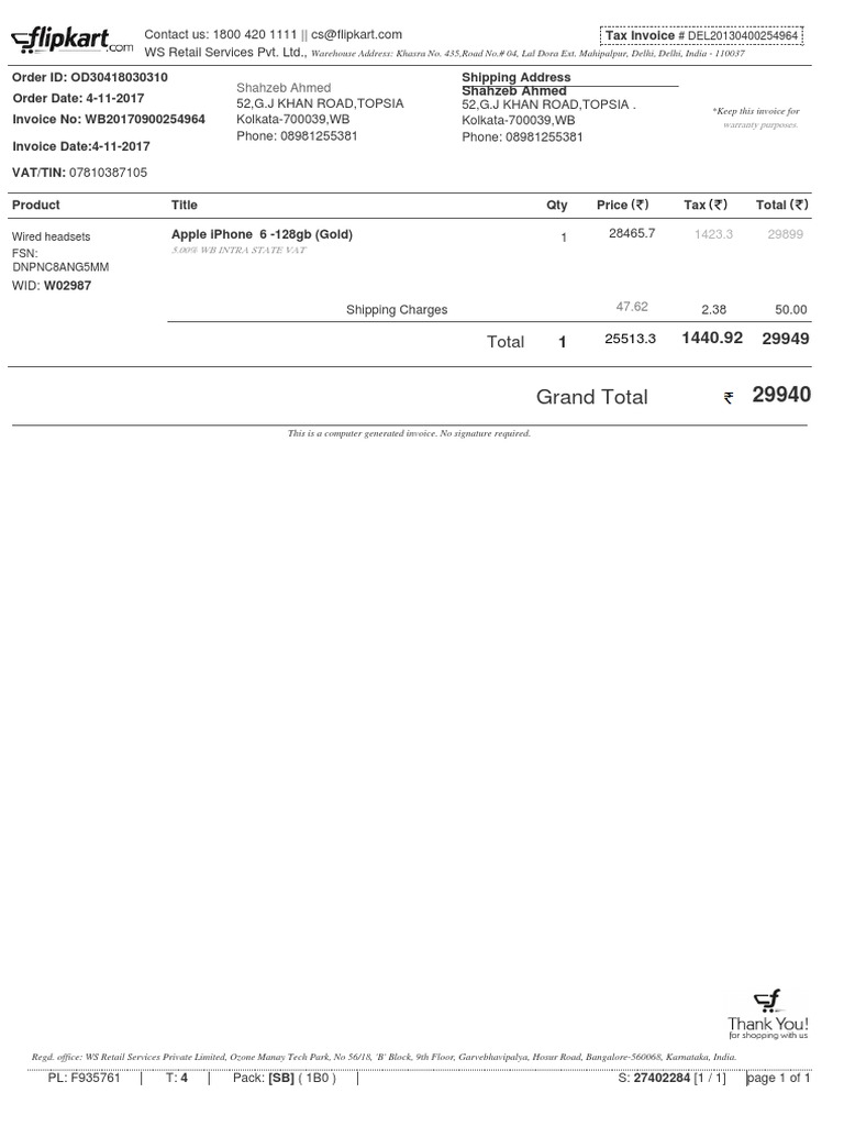 Invoice Iphone | PDF | Apple Inc. Software | Apple Inc. Hardware