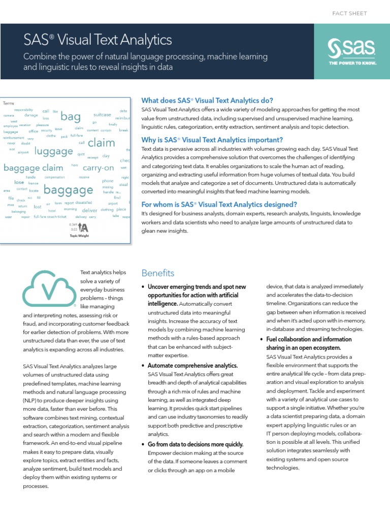 Sas Visual Text Analytics 109227 | PDF | Analytics | Machine Learning