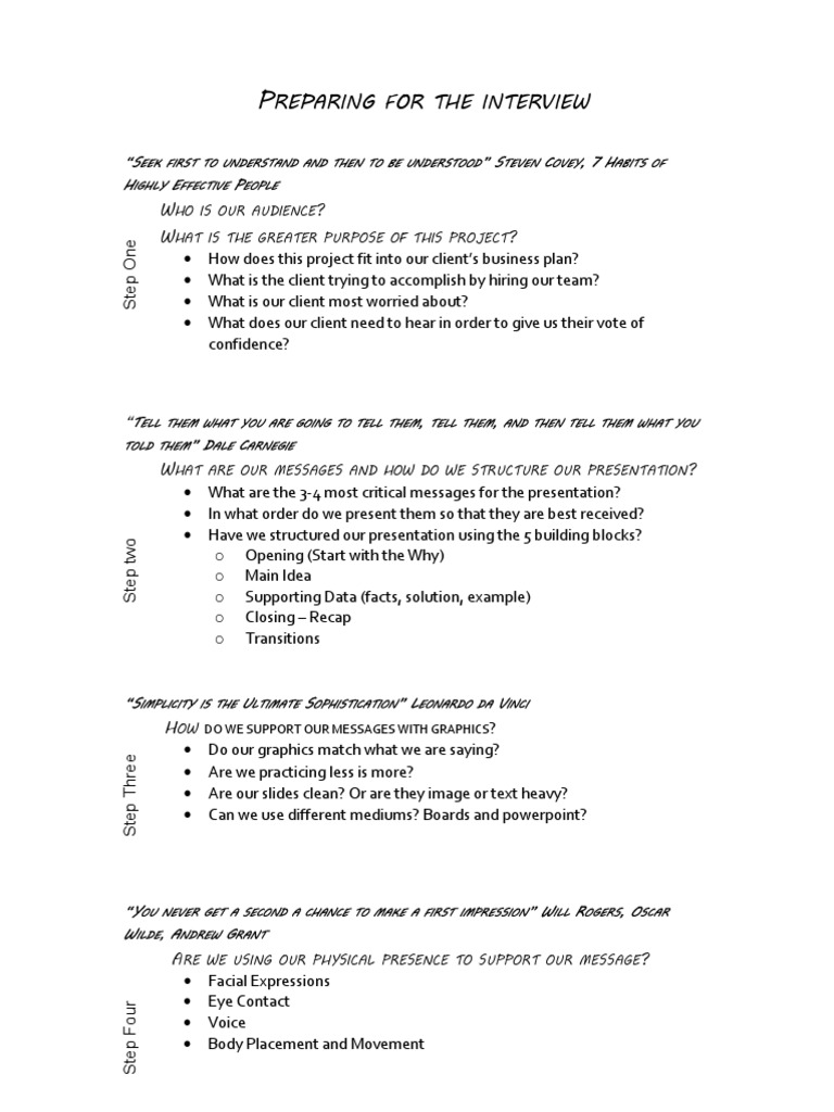 Preparing For The Interview | PDF