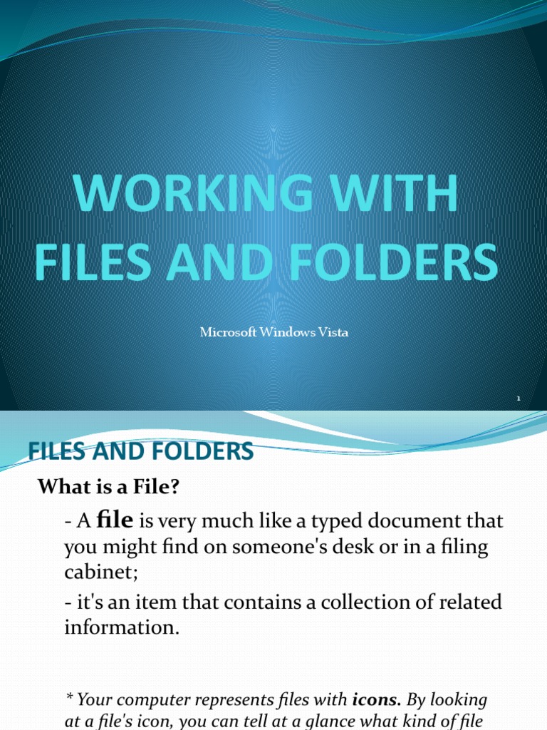 Working With Files and Folders: Microsoft Windows Vista | PDF ...
