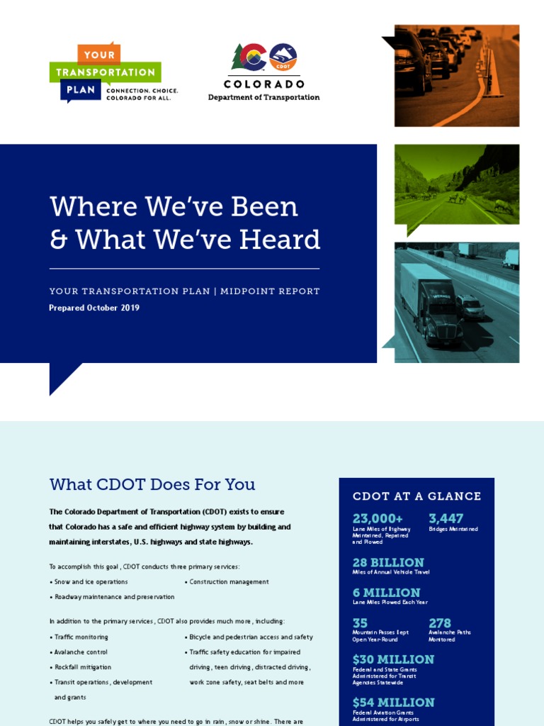 CDOT Your Transportation Plan Midpoint Report | PDF | Colorado | Highway