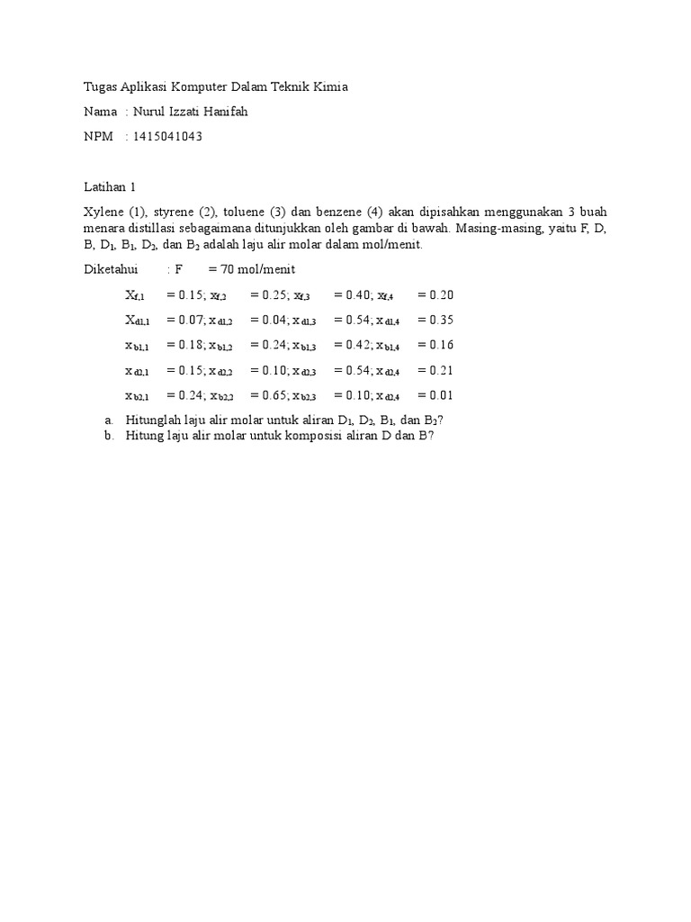 Tugas Aplikasi Komputer Dalam Teknik Kimia | PDF