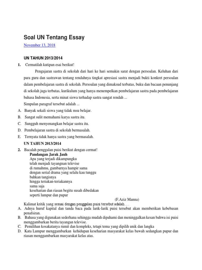Kumpulan Soal UN TTG Essai | PDF