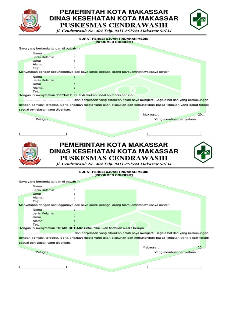 Informed Consent Puskesmas Makassar | PDF