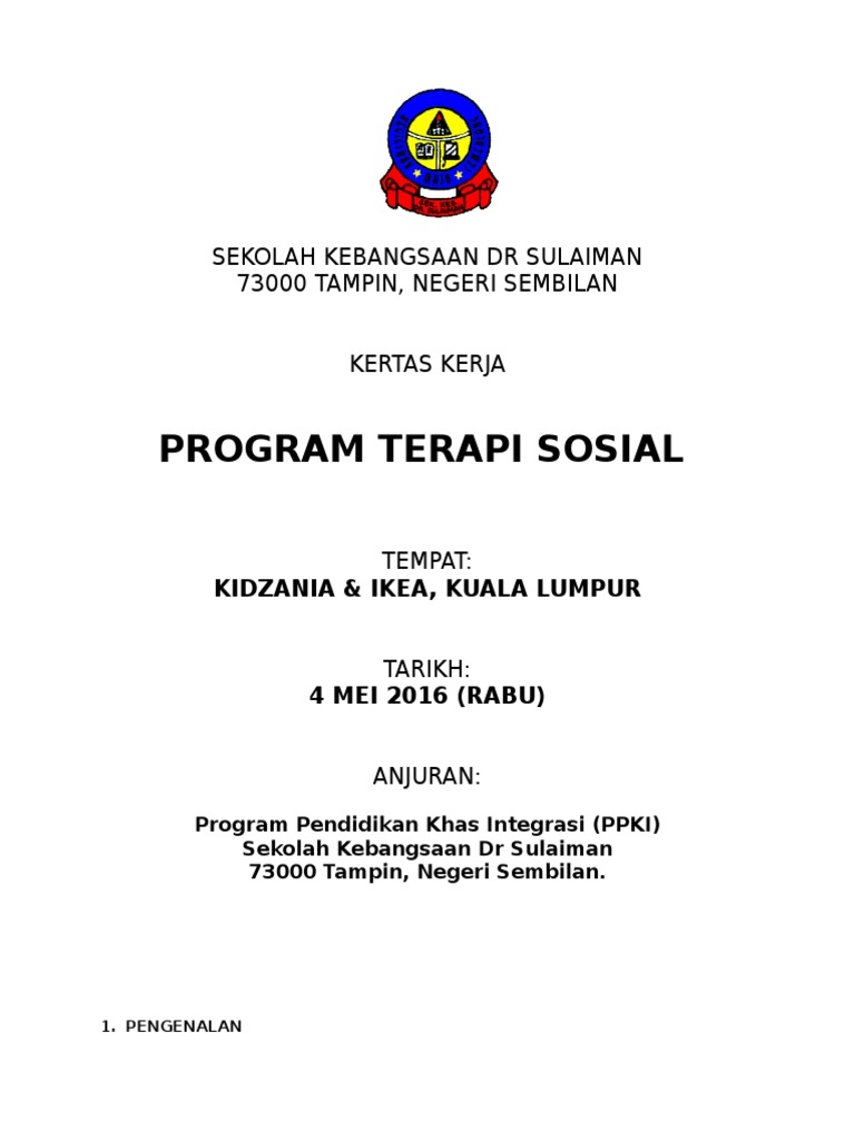 Kertas Kerja Terapi Sosial - Kidzania New | PDF