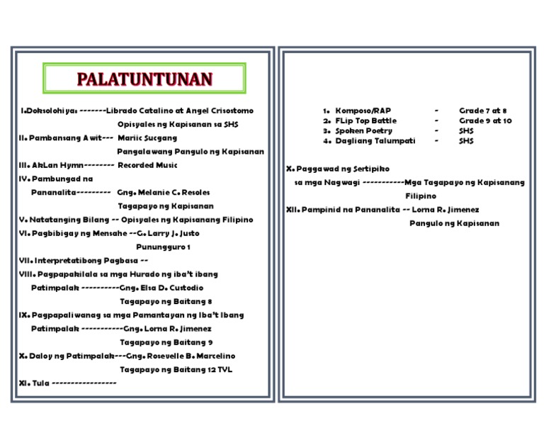 Program 2019 - bUWAN NG WIKA | PDF