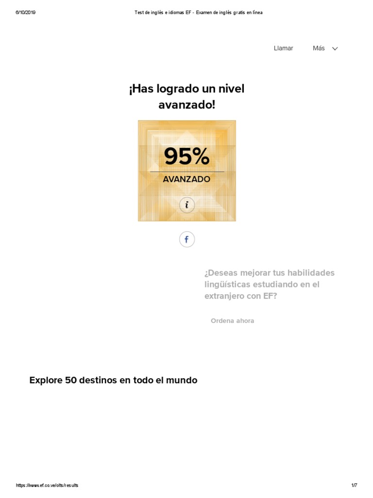 Test de Inglés e Idiomas EF - Examen Des Gratis en Línea | PDF | Idioma ...