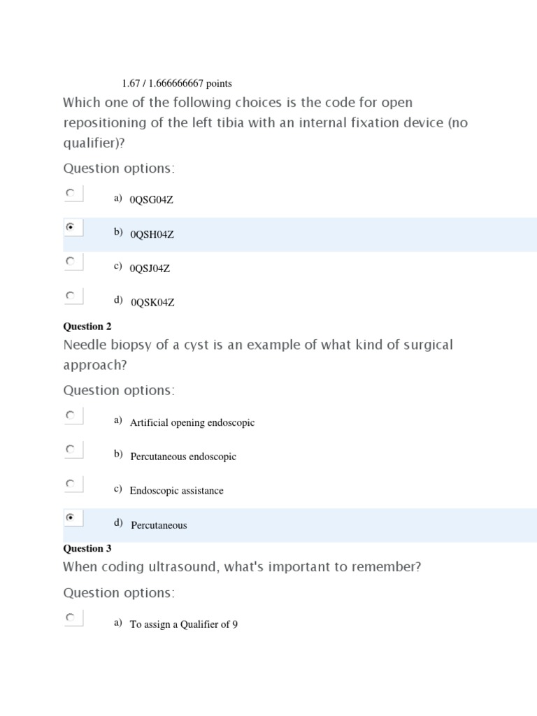 Medical Coding Test Q&A | PDF | Coronary Artery Bypass Surgery | Surgery