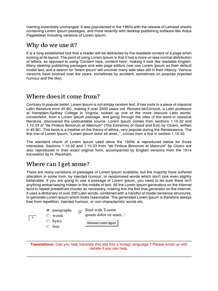 Why Do We Use It?: Paragraphs Words Bytes Lists Start With 'Lorem Ipsum ...