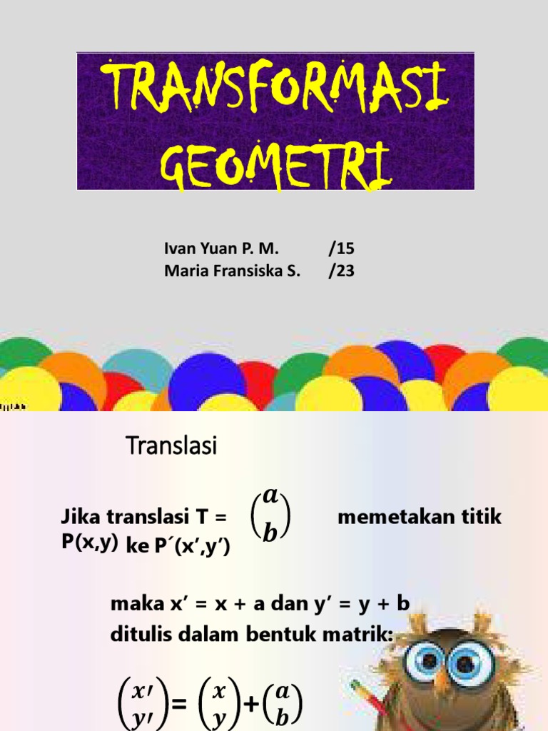 Presentasi Matematika - Transformasi Geometri (Translasi Dan Rotasi) | PDF