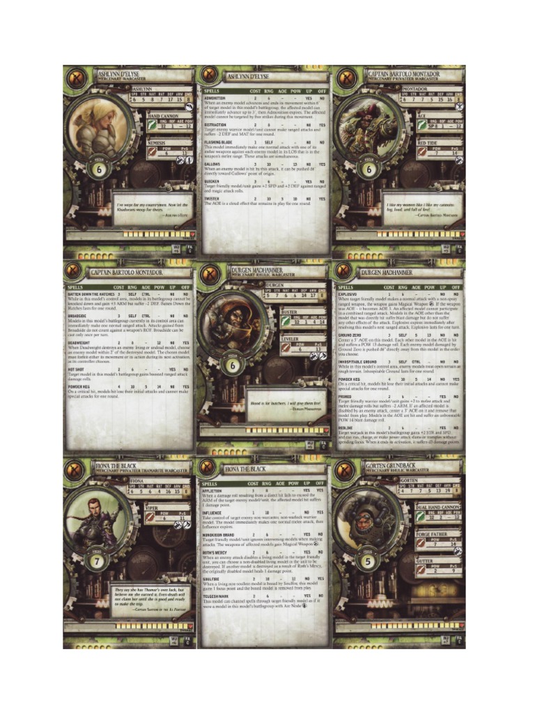 MK II 2010 Mercenaries Cards | PDF