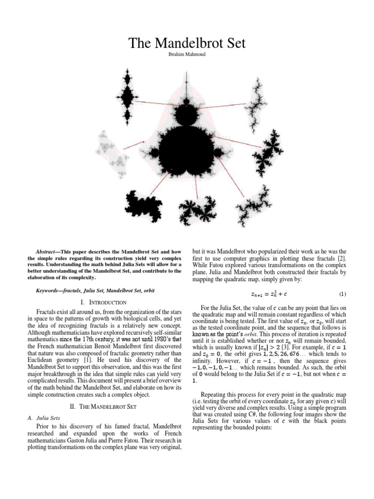 The Complex Simplicity of the Mandelbrot Set | PDF | Fractal | Space