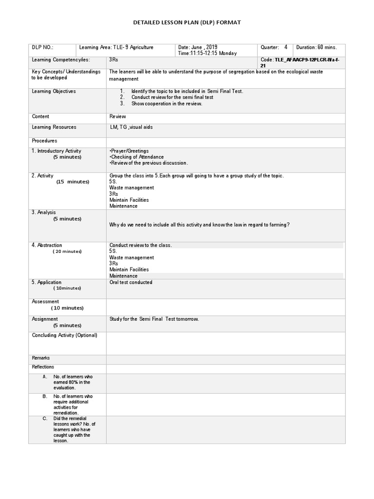 1.dlp-Grade9 Agriculture | PDF | Lesson Plan | Plants