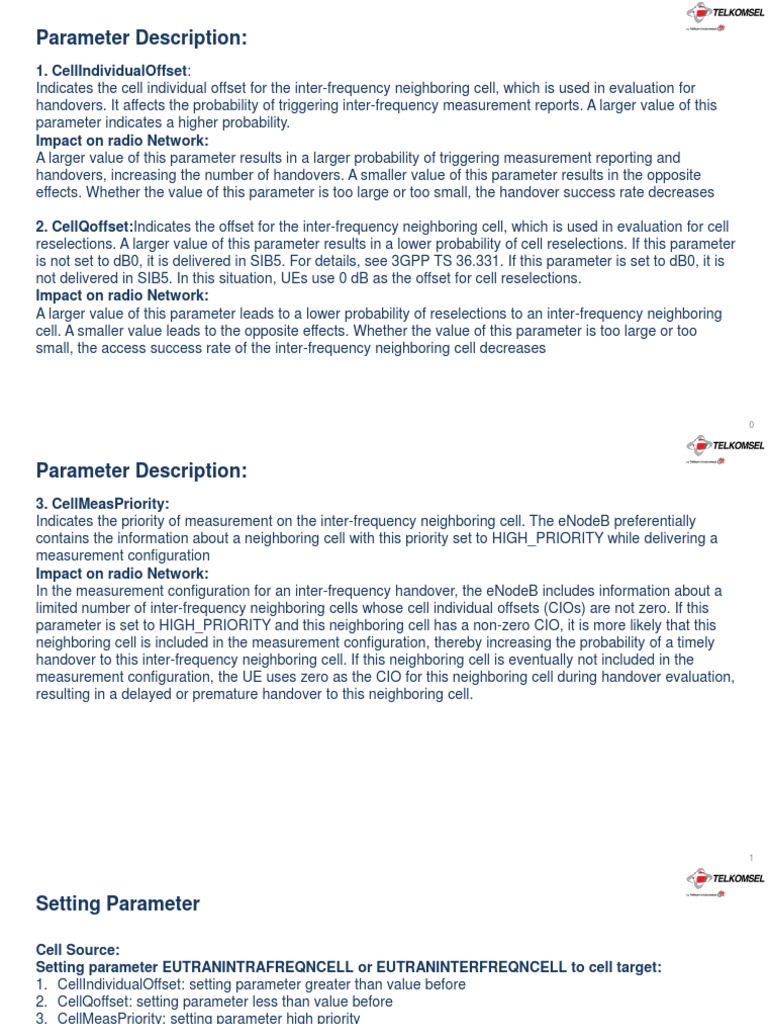 Inter-Frequency Handover Parameters | PDF