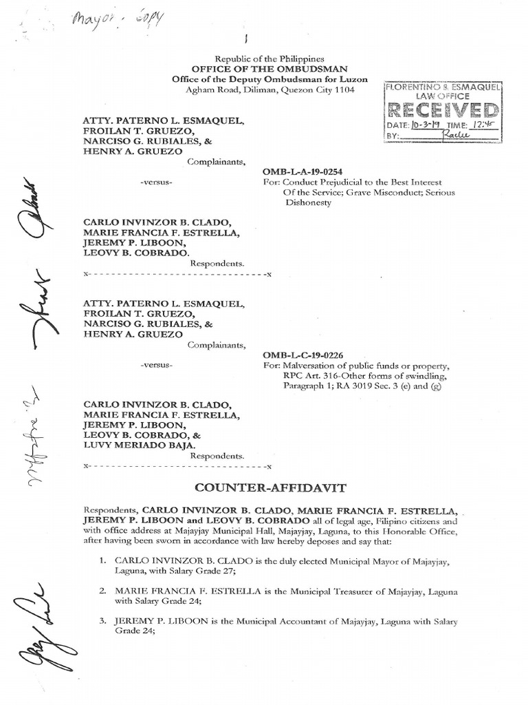 Counter Affidavit of Respondents