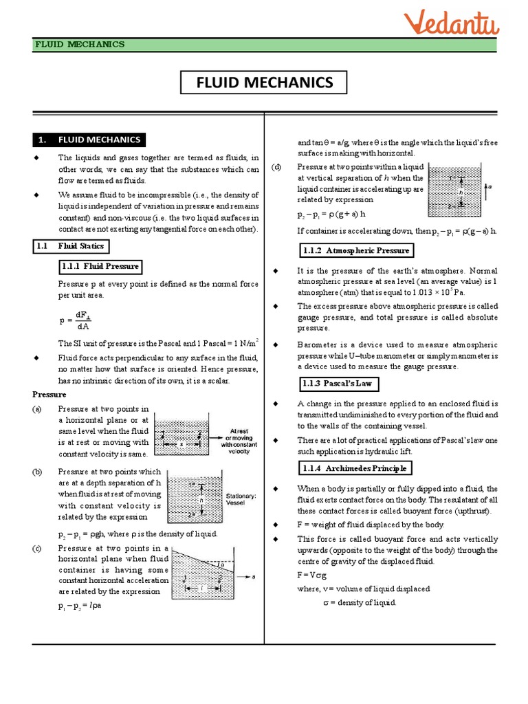 Fluid Machnique - Theory PDF | PDF | Buoyancy | Pressure