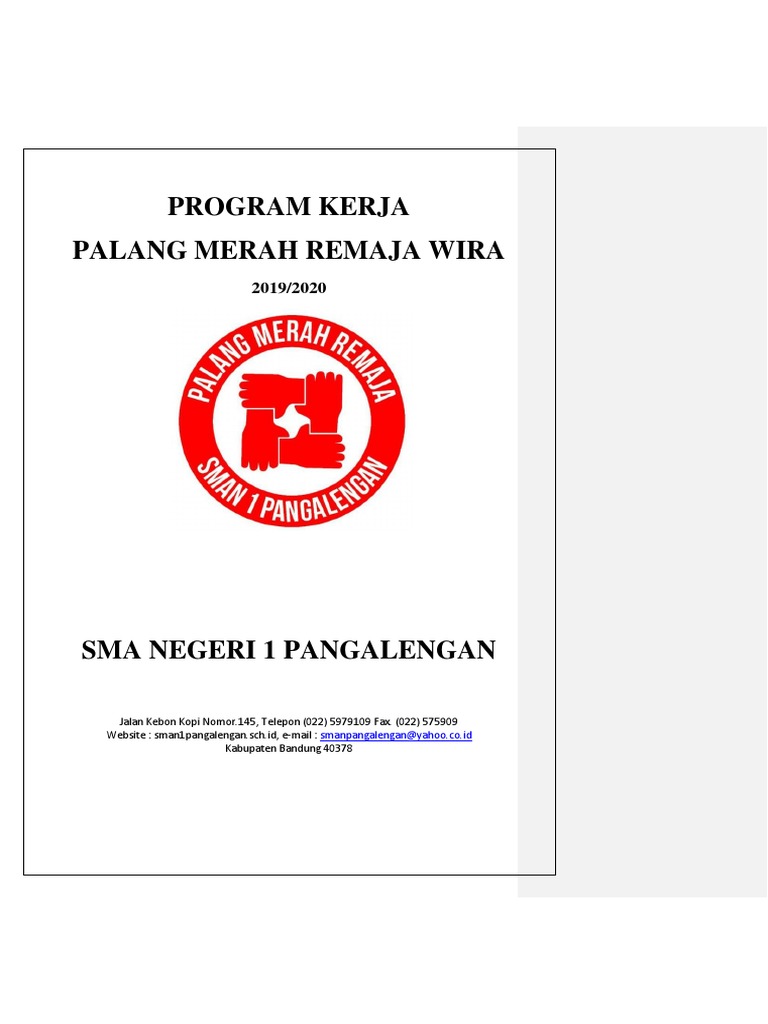 Program Kerja PMR SMA 1 Pangalengan 2019/2020 | PDF