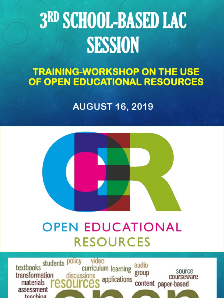 3 School-Based Lac Session: Training-Workshop On The Use of Open ...