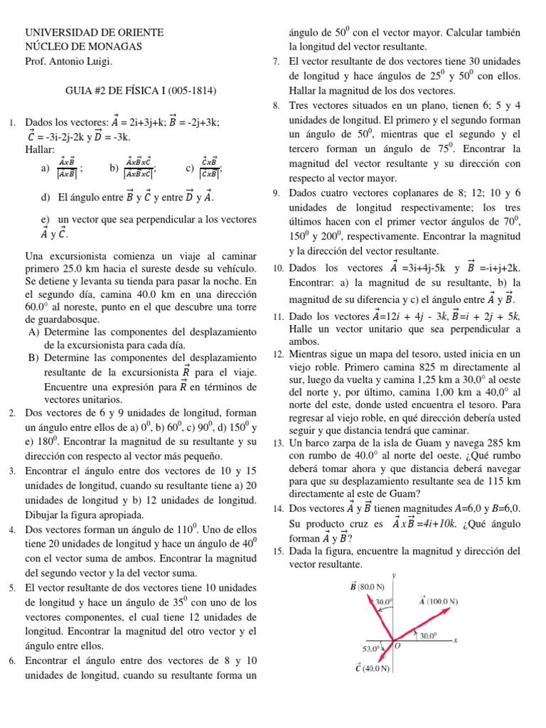 Guia De Vectores Fisica Pdf Vector Euclidiano Longitud