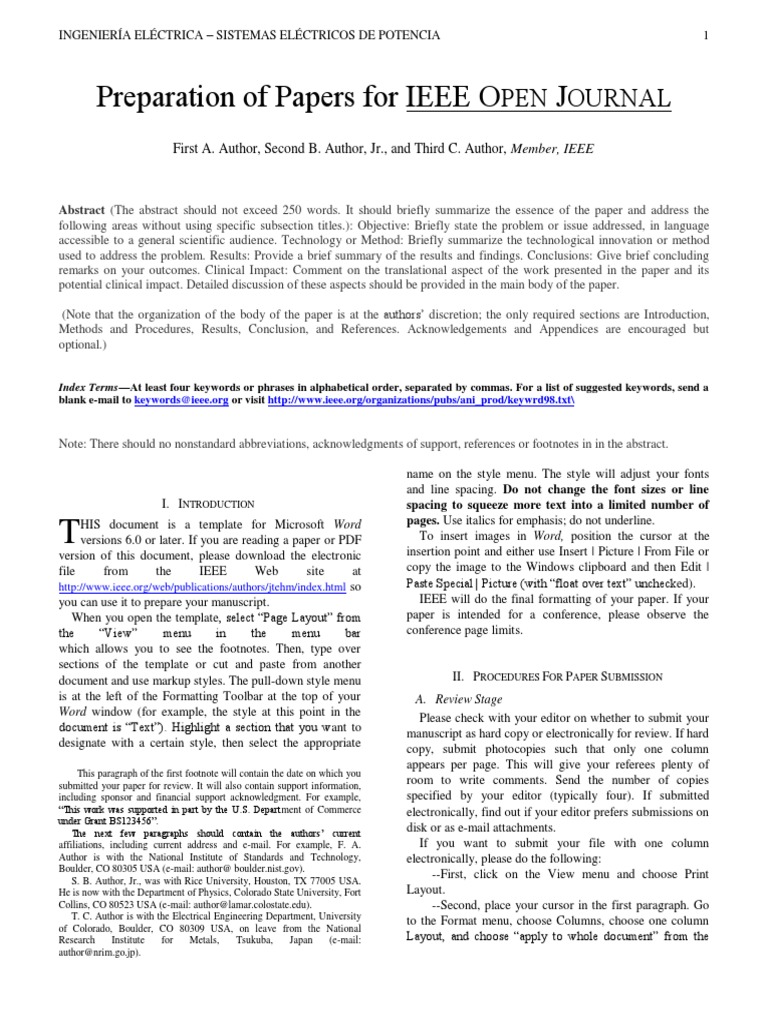 IEEE Open Journal Template | PDF | Page Layout | Bracket
