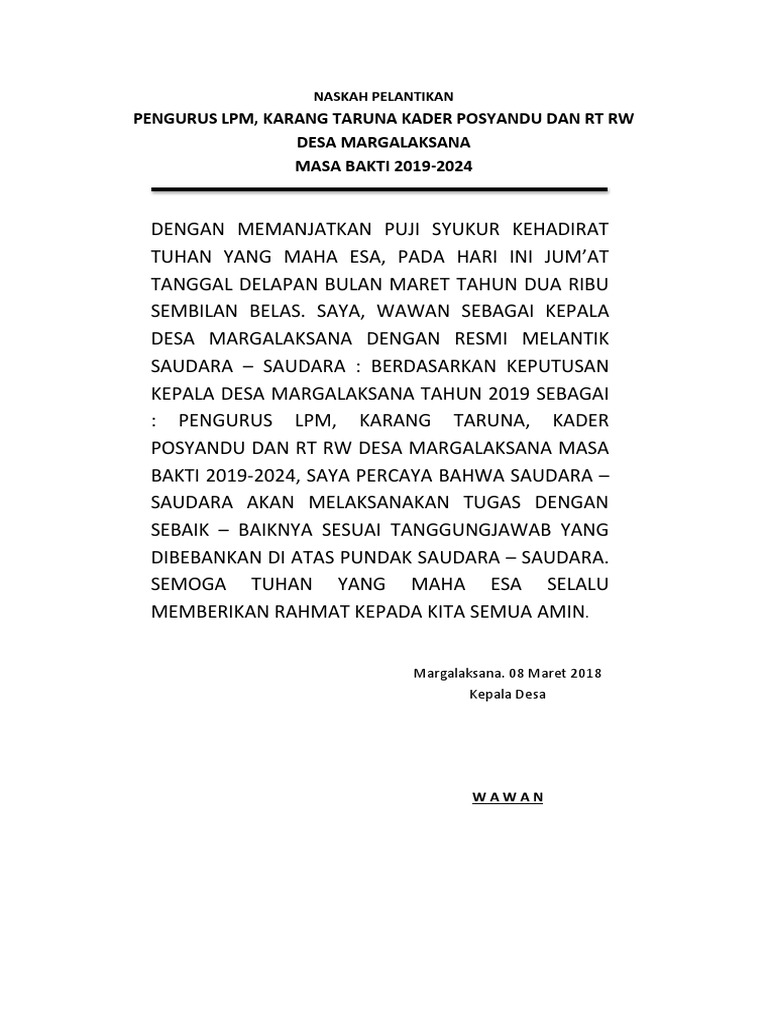 Naskah Pelantikan | PDF