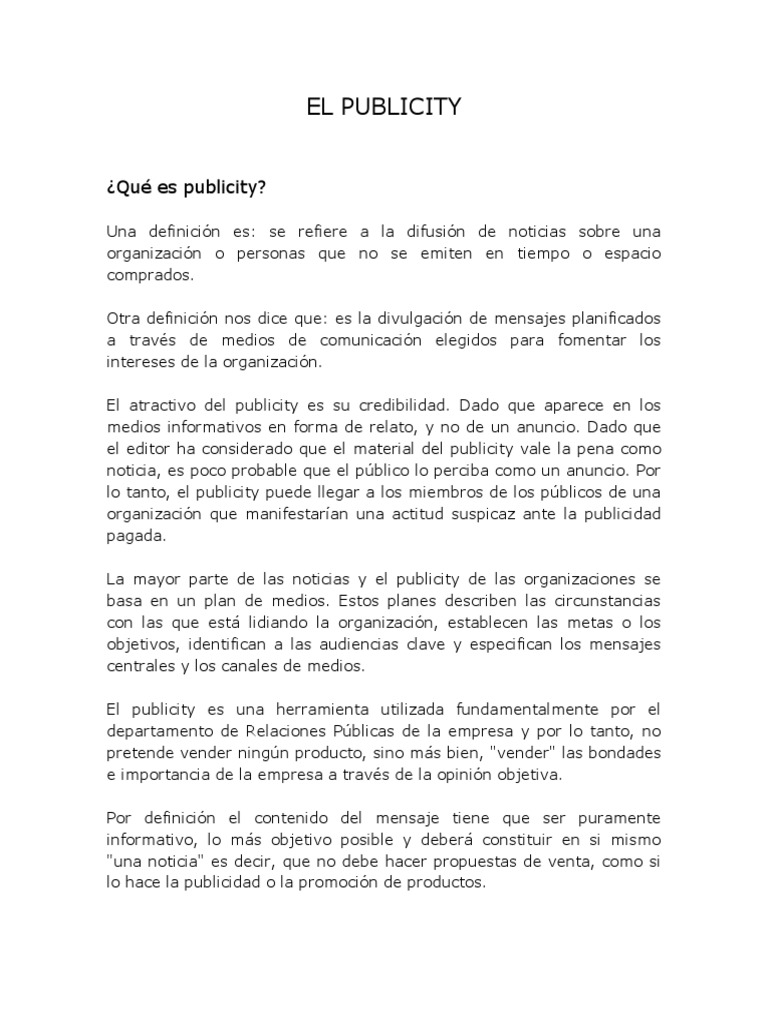 El Publicity | PDF | Publicidad | Medios de comunicación)
