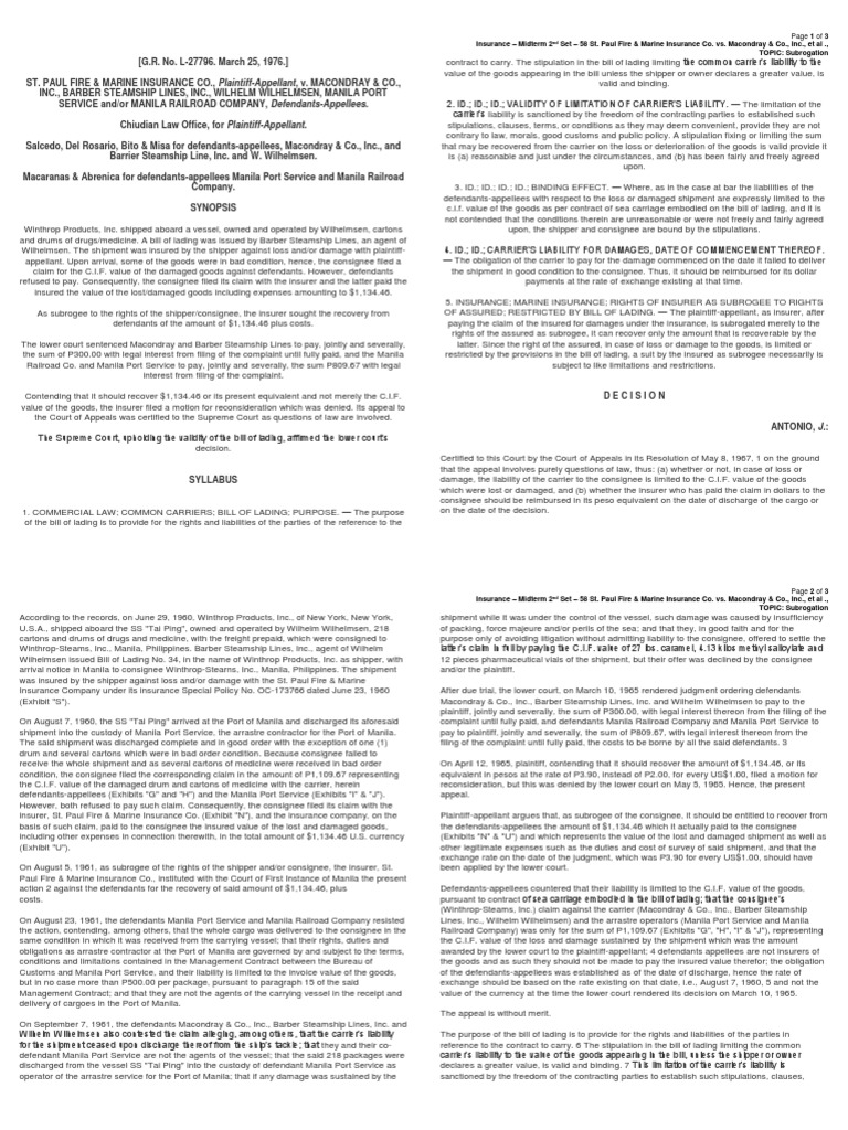 Insurance Subrogation Case Study | PDF | Subrogation | Insurance