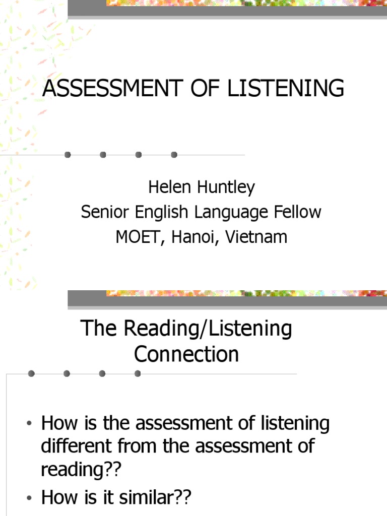(123doc) Assessment of Listening | PDF | Reading Comprehension | Symbols