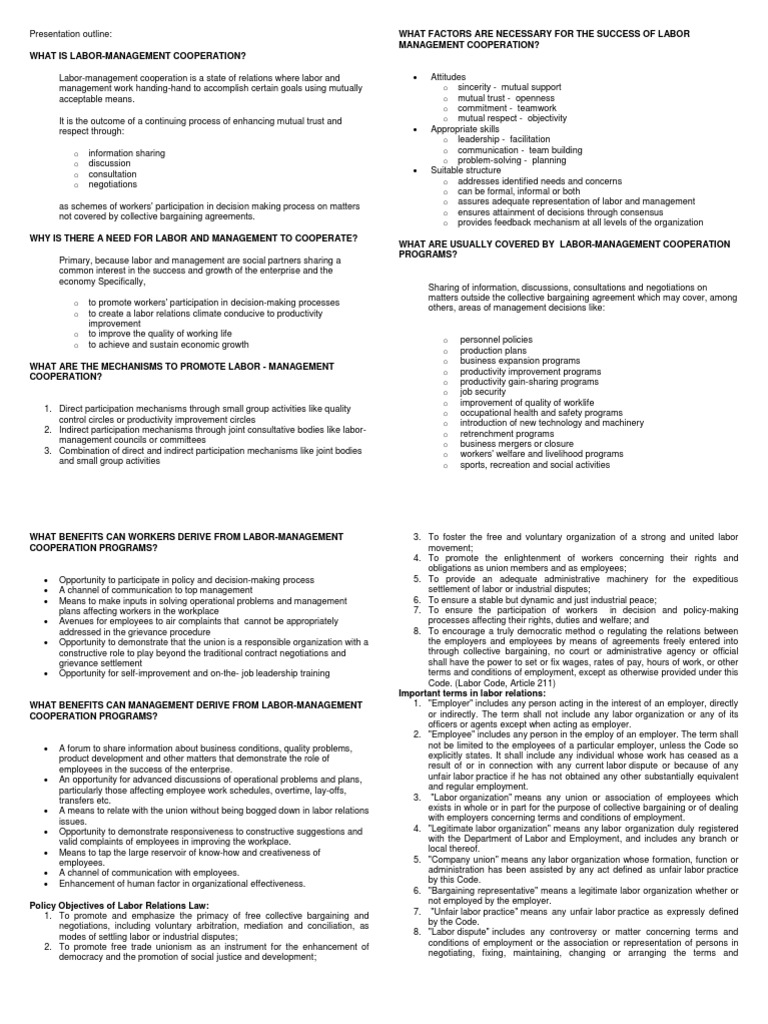 Labor Relations Pdf Collective Bargaining Employment