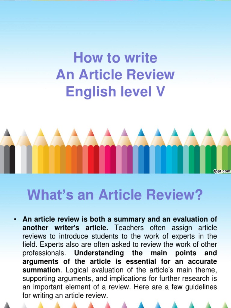 How To Write An Article Review | PDF | Evaluation | Argument