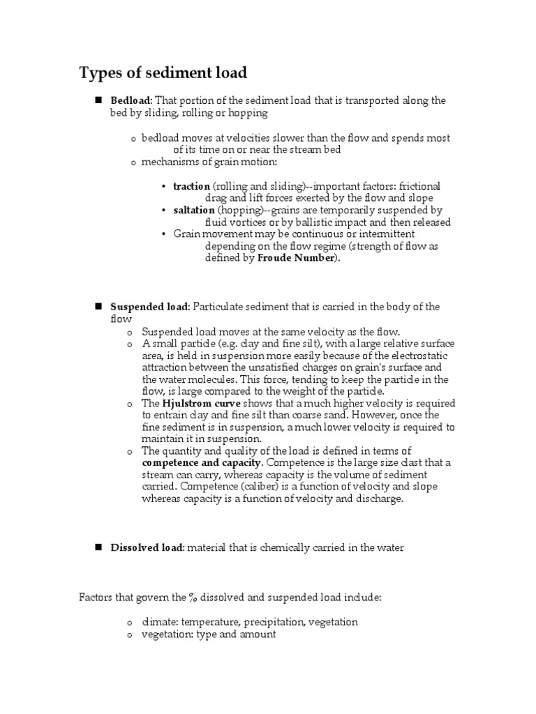 Types and Transport Mechanisms of Sediment Load in Streams | PDF