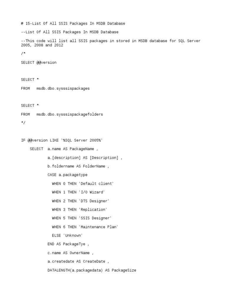 List of All SSIS Packages in MSDB Database | PDF | Teaching Methods ...