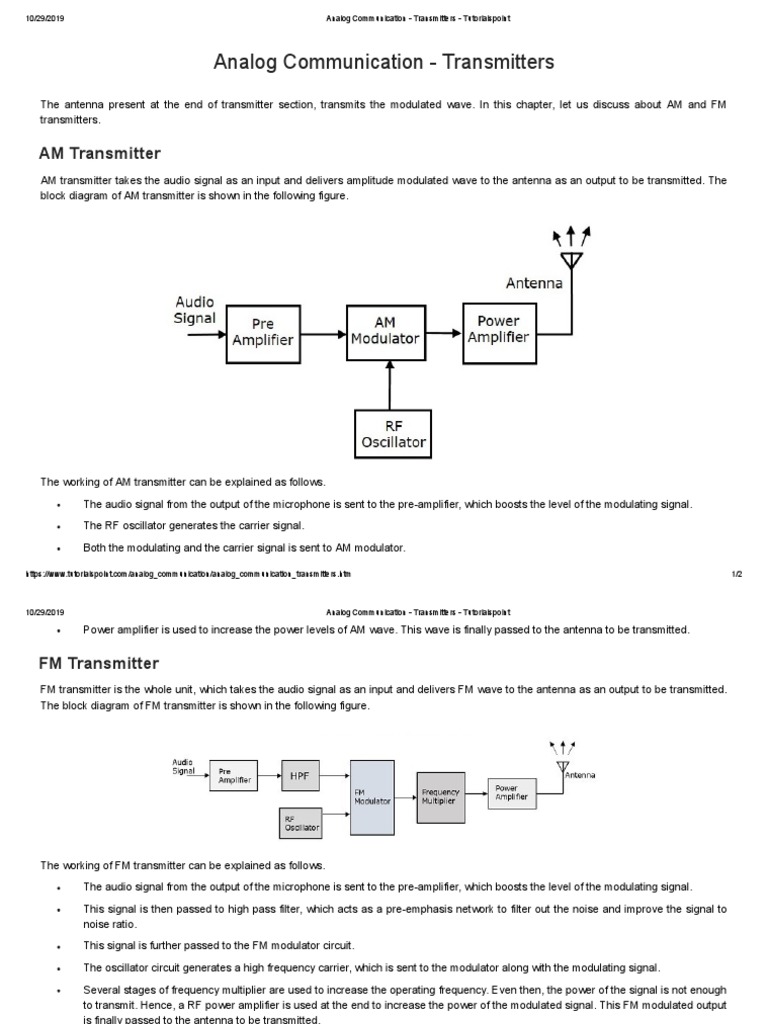 Analog Communication - Transmitters | PDF | Transmitter | Frequency ...