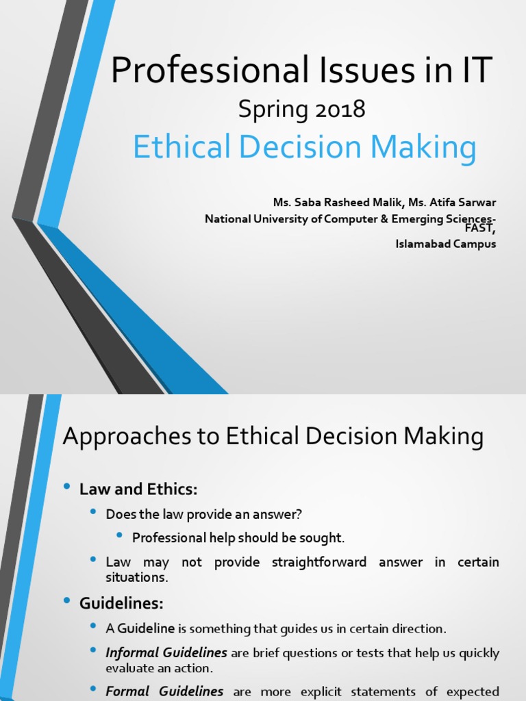 Professional Issues in IT: Ethical Decision Making | PDF | Decision ...
