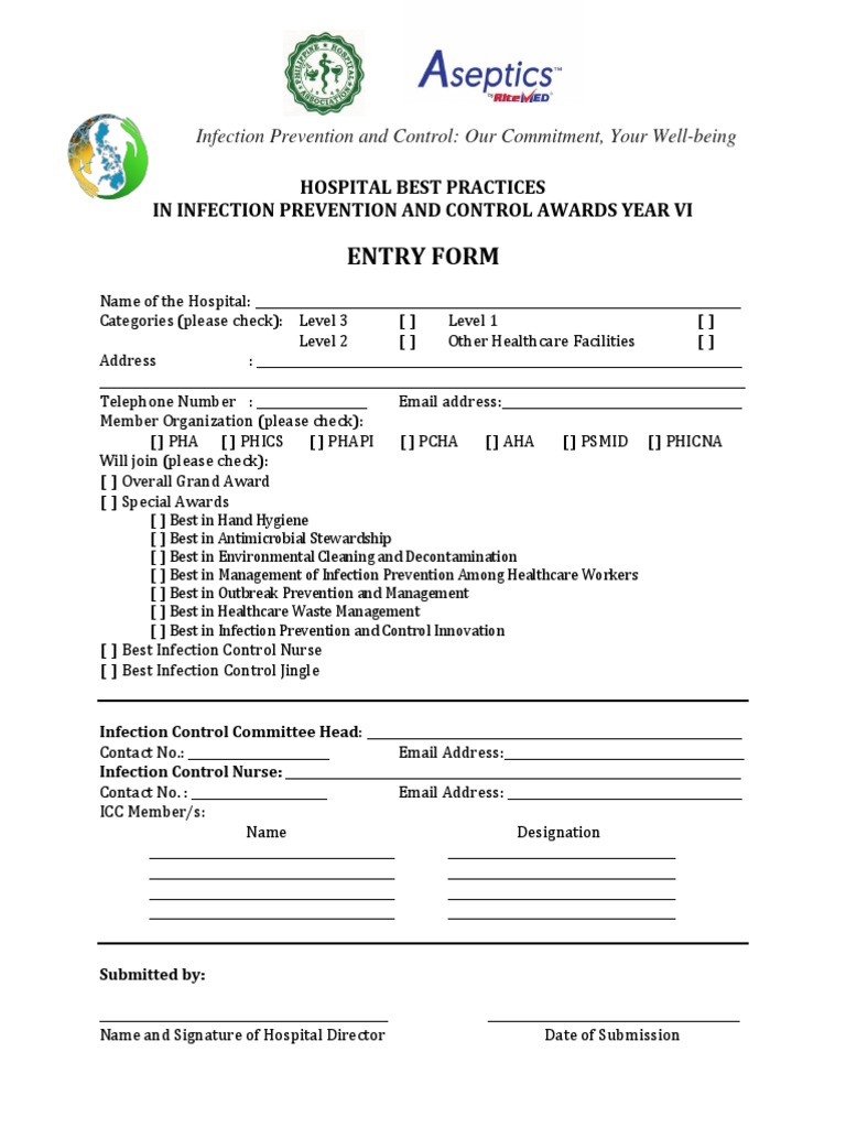 Entry Form: Hospital Best Practices in Infection Prevention and Control ...