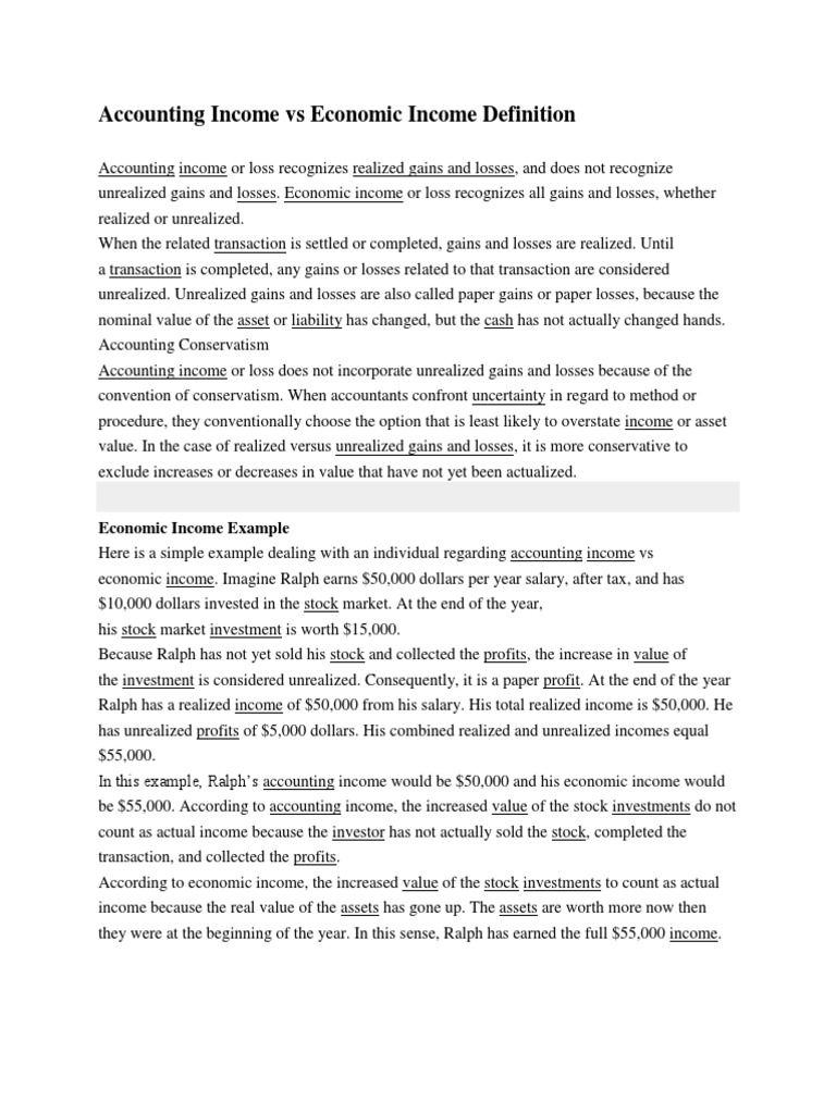 Accounting Income Vs Economic Income Definition | PDF | Income | Value ...