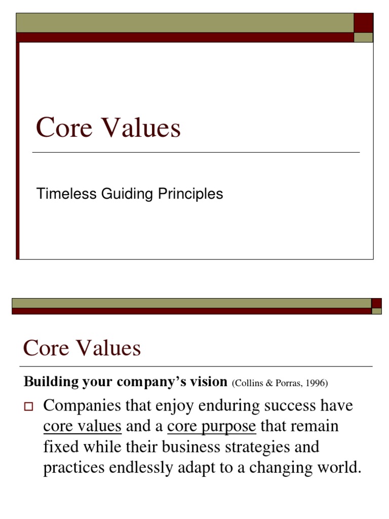 Core Values: Timeless Guiding Principles | PDF | Integrity | Strategic ...