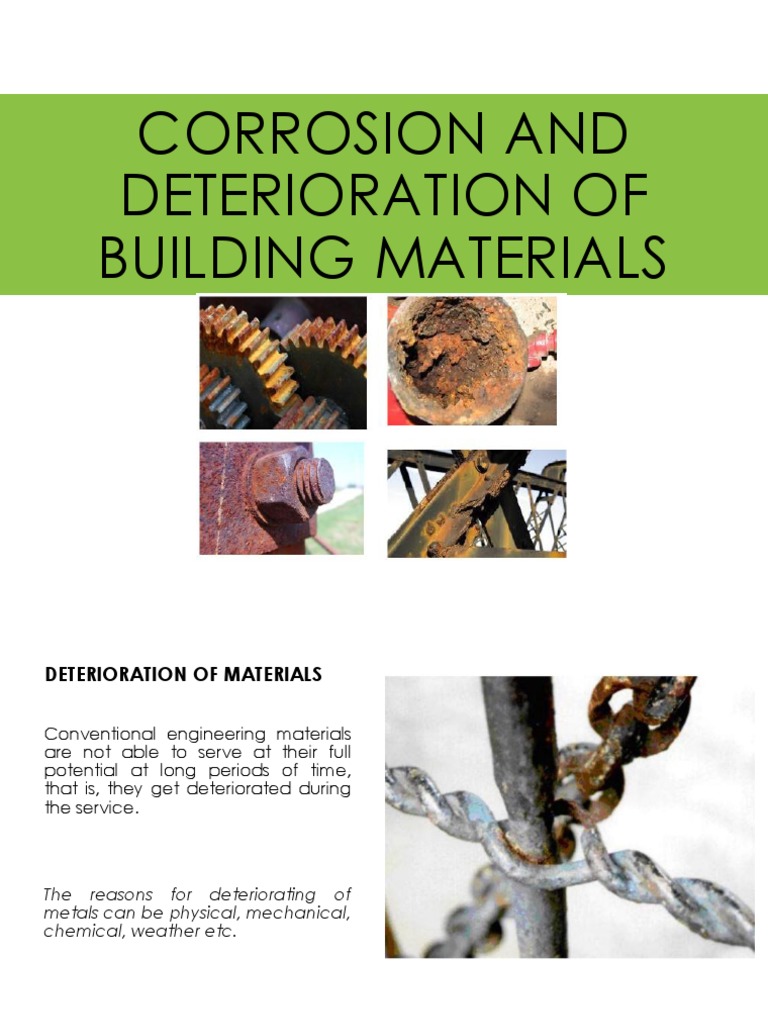 CORROSION AND DETERIORATION OF BUILDING MATERIALS | PDF | Corrosion ...