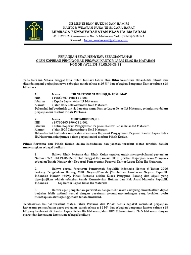 Contoh Perjanjian Koperasi | PDF